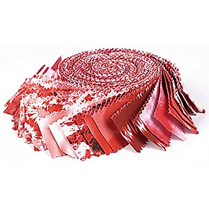 Soimoi 40Pcs Tie Dye Print Precut Fabrics Strips Roll Up 1.5x42inches Cotton Jelly Rolls for Quilting - Red