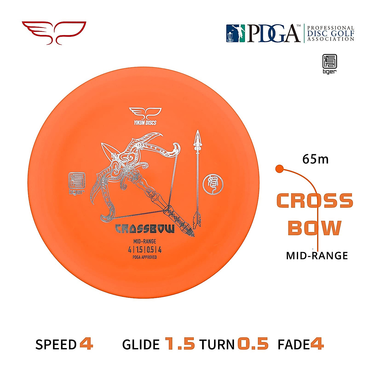 yikundiscs Yikun PDGA Approved Mid Range Disc Golf 165-175g Understable Mid-Range Dick Golf for Outdoor Games and Competition[Dics Shade Color May Vary] (Orange)