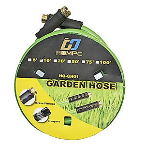 HQMPC Garden Hose 5/8"IDx20' Hose Durable PVC Non Kinking Heavy Water Hose with Brass Hose Fittings (20 FEET)