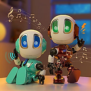 Two Rechargeable Talking Robots for Kids - Repeating Talking Robot Toys Interactive Educational with Sound & Touch Sensitive Led Eyes, Flexible Metal Body, for 3 4 5 Year Old Boys Girls Birthday Gift