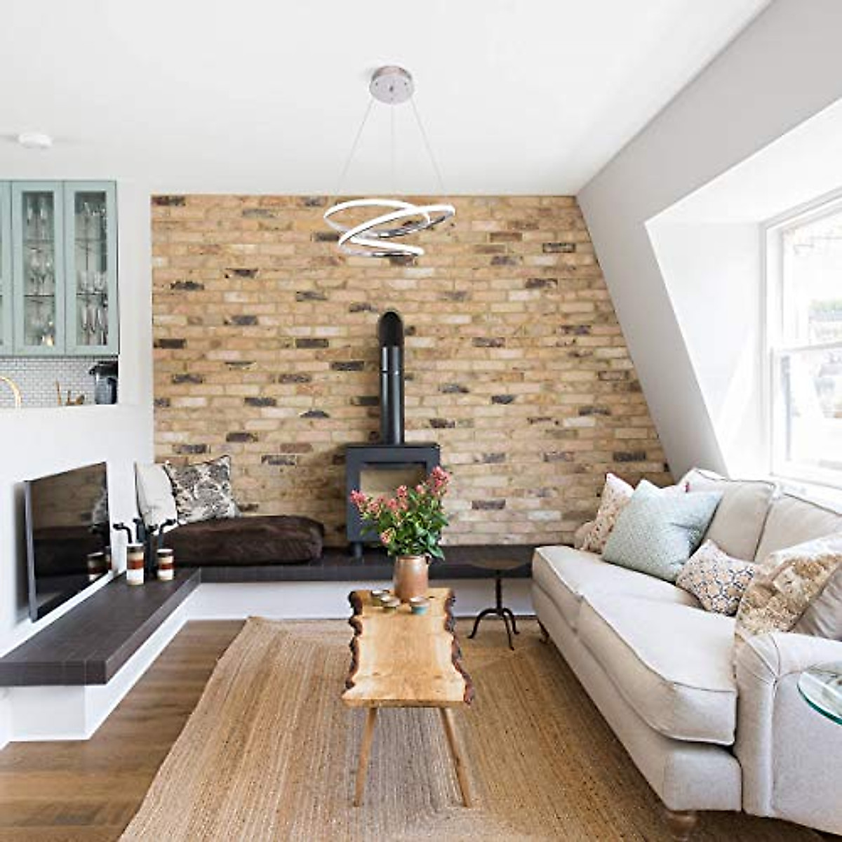 CHYING Modern Pendant Light with Irregular Ring Lights 40W LED Adjustable Chandelier 39.4 inch Ceiling Light Fixture for Dining Room Bedroom Living Room 39.4in Chrome