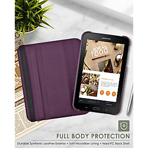 DETUOSI Rotating Case for Samsung Galaxy Tab 3 Lite 7.0" 2014 (SM-T110/ T113), 360° Swivel Multi-Angle Stand Folio Lightweight Leather Book Cover + Protective Hard Back Shell + Elastic Strap Closure