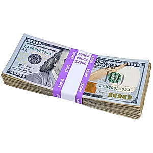 Royal Sovereign $2000 Currency Straps, Violet, 1000 Count (RMCS-2000)