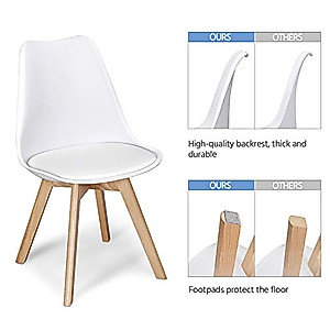 Yaheetech Chairs for Dining Room Dining Chairs DSW Chair Accent Chair with Beech Wood Legs Modern Mid Century Eiffel Inspired Chair Dining Room Chairs Set of 4 Kitchen Chairs White,4Pcs