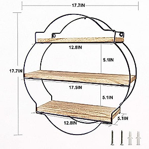 TFER Black Floating Shelves Wall Mounted Hanging Shelf Rustic Farmhouse Shelves for Wall Decor,Storage | Metal Bracket and Reclaimed Natural Wood Shelf for Living Room,Bedroom,Bathroom,Kitchen