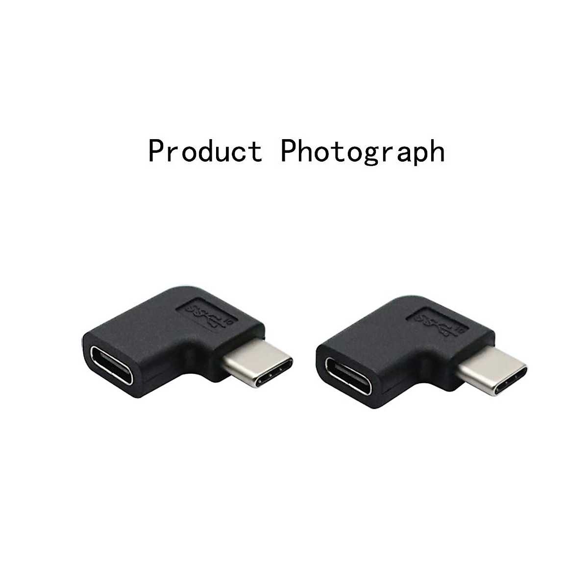 rgzhihuifz Type-C Right Angle Adapter,Type-C Male to Type-C Female Adapter， 2-Pack，90 Degree Type C Adapter,Right & Left Angled 90 Degree Type-C Extension Adapter for Laptop & Tablet & Mobile Phone