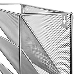 Easepres File Organizer Mesh 5-Tier Black Hanging File Organizer Vertical Holder Rack for Office Home, Silver