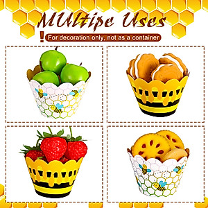 48 Pieces Honey Bee Cupcake Wrappers Reversible Bee Cup Cake Holder Honey Bee Scalloped Cupcake Holder Yellow and Black Stripes Cup Cake Wrappers, What Will It Be Gender Reveal Party Supplies