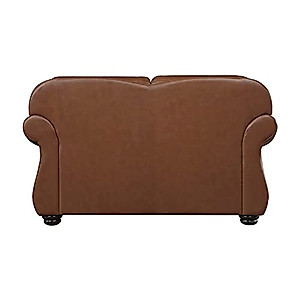 Lexicon Guthrie Leather Match Living Room Loveseat, Camel Brown