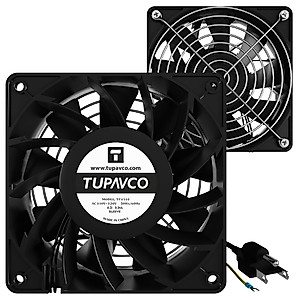 Network Cabinet Fan (Dual 2pc Kit) Server Rack Cooling (Rackmount Muffin Extra Strong Fans Pair 120mm 4in) Steel Frame Ventilation with 110V AC/Ground Cable - Tupavco TP1510