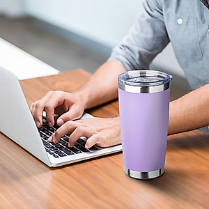 ATIKZHE 20oz Tumbler with Straw and Brush, Stainless Steel Vacuum Insulated tumbler, Double Wall Insulated Coffee Tumbler for Outdoor, Home, Travel,Office (lilac,1pcs)