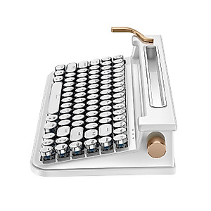 FINEDAY Keyboard 3.0, Blue Switch, Retro Mechanical Keyboard, Typewriter Designed, Bluetooth 5.0 & USB up to 4 Devices, for Desktop PC/Laptop Mac/Phone (83 ABS Keycap - White)