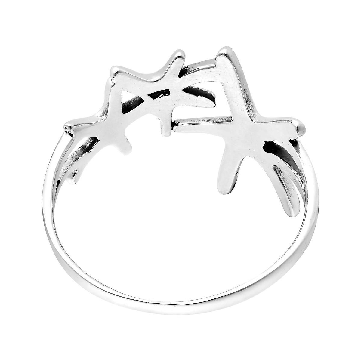 AeraVida Tropical Beach Inspired Triple Starfish .925 Sterling Silver Ring (7)