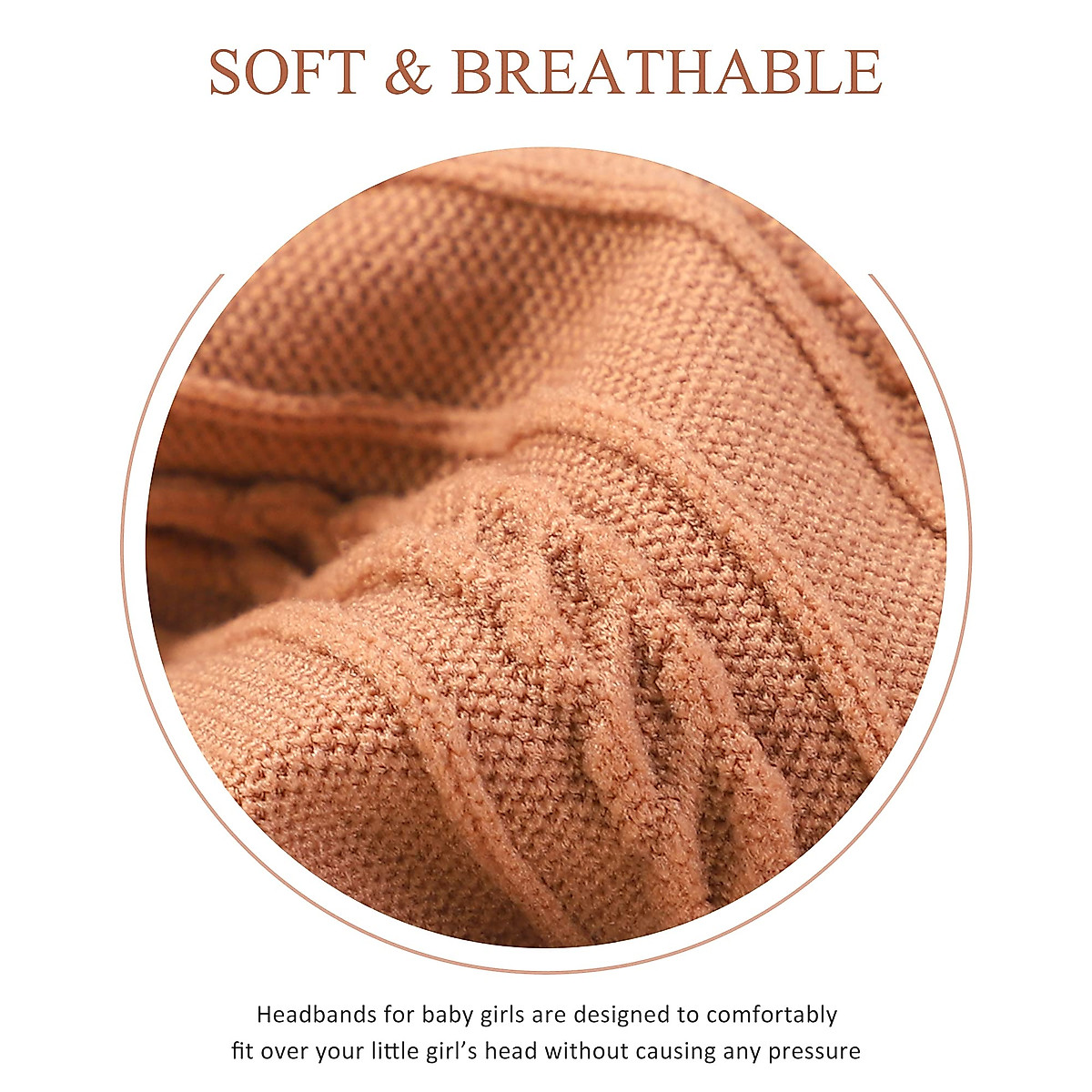 jollybows 6pcs Baby Nylon Headbands Hair Bow Elastics Hairbands Hair Accessories for Baby Girls Newborn Infant Toddlers Kids (Natural colors)