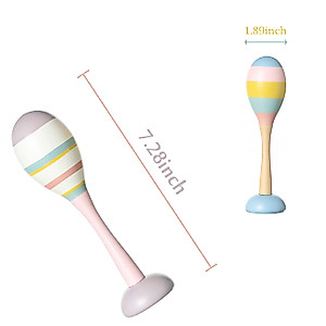 RUYU Wood Sand Hammer Hand Percussion Maracas Shakers Rattles Percussion Instrument Educational Toy Mexican Fiesta Decoration for Kids Party Game Playing, Set of 2