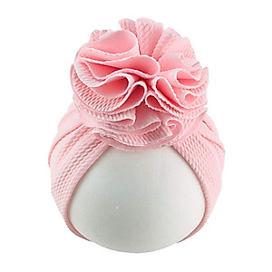 inSowni 8 Pack Solid Nursery Hospital Turban Hat Cap Beanie Bonnet with Big Flower for Baby Girls Toddlers Newborns Infants