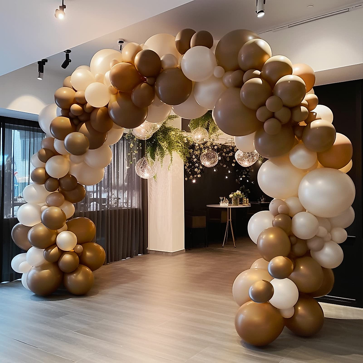 Black Balloons in Brown Balloons for Double-Stuffed Balloon Garland Kit, Coffee Brown Balloons Arch Different Sizes 18 Inch 12 Inch 5 Inch Balloon Arch for Baby Shower Anniversary Birthday Party Decor