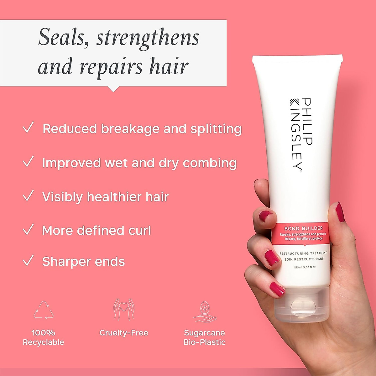 PHILIP KINGSLEY | Bond Builder Restructuring Treatment Hair Repair Mask | Treatment for Damaged, Bleached, Colored Hair | Breakage and Split Ends Treatment | 5.07oz