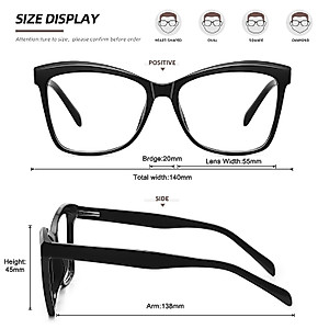 MEETSUN Oversized Cat Eye Blue Light Blocking Glasses Women Trendy Big Frame Computer Eyewear Cateye Black