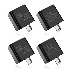 Dewkou 4 Pack Flasher Relays, 12 V LED Turn Signal Hyper Flash Relay, 2 Pin Speed Adjustable Electronic Flasher Relay, for Motorcycle, Car (Black)