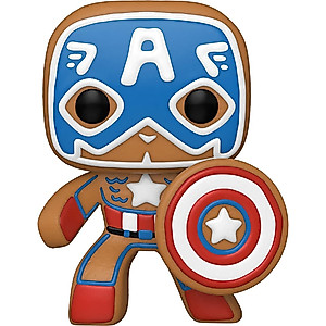 POP Marvel: Holiday - Gingerbread Captain America Funko Vinyl Figure (Bundled with Compatible Box Protector Case), Multicolored, 3.75 inches