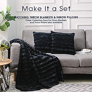 Cheer Collection Faux Fur Throw Pillow - 18" x 40" Long Decorative Body Pillow for Bed or Couch, Black