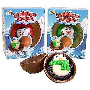 Peekaboo Penguin Milk Chocolate Balls with Marshmallow Penguins, Christmas Stocking Stuffer for Kids, Holiday Activities, (6 Pack)