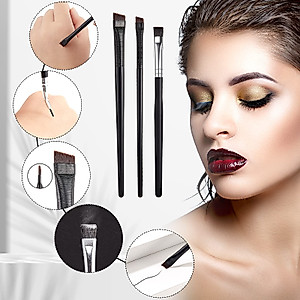 12 Pieces Eyeliner Brushes Set, Slanted Makeup Gel Eyeliner Brush Line Fine Bent Eyeliner Brush Pointed Round Makeup Brush Angled Eyeliner Makeup Tool for Girls Women Cosmetic Applicators