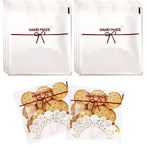 TOPZEA 500Pcs Self-adhesive Cookie Bags, 5.5x5.5Inch Clear Treat Bags DIY Plastic Individual Candy Bags Decorating Favor Bag Cellophane Bags for Packing Biscuits, Chocolate, Snack, Wedding, Party