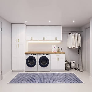 ROOMTEC 96" Kitchen Pantry Storage Cabinet - Modern Tall Storage Cabinet, 4 Doors & 6 Adjustable Shelves, Freestanding Utility Cupboard for Kitchen, Living Room, Dining Room