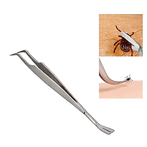 ccHuDE 2 Pcs Stainless Steel Tick Tweezers Dual Tipped Tick Remover Tool First Aid Tweezers Tick Killer Tweezer for Human Dogs Cats