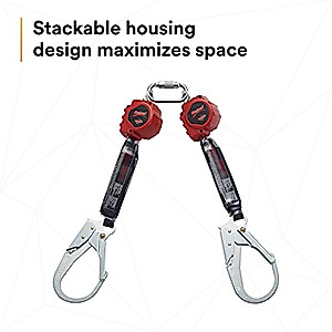 3M Protecta 3100414 Self Retracting Lifeline Rebel 6' (18M) Web Twin, Steel Rebar and Carabiner, Black/Red