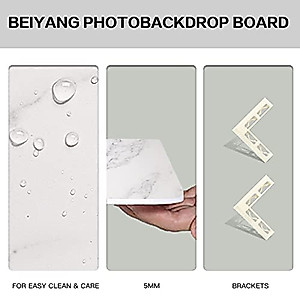 BEIYANG 2 Marble 24x24in Photography Backdrop Boards with 2 PCS Bracket for Flat Lay or Food Photography Background Marble and White Backdrop Photo Table Backdrop