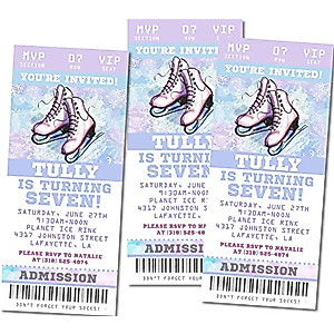 Ice Skating Birthday Party Ticket Invitations