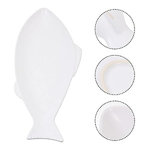 Cabilock Fish Shaped Dish Ceramic Dinner Plate Food Plate Dessert Appetizer Platter Snack Tray Server Fish Decor for Home Restaurant White