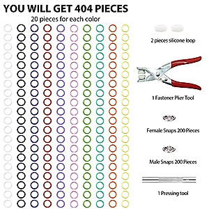 Metal Snaps Button for Sewing, Colored Open Prong Snap Button Kit, DIY Snap Button Kit with Fasteners Pliers Press Tool Set for Barbie Clothing Bag, Sewing Crafting Supplies (10 Colors)
