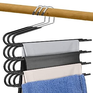 Pants Hangers | Multi Pants Hangers Space Saving- 4 Tier Space Saving Hangers- Metal Hangers for Pants and Jean Hangers, Multi Pant Hangers Non Slip Hangers for Pants Organizer (3)