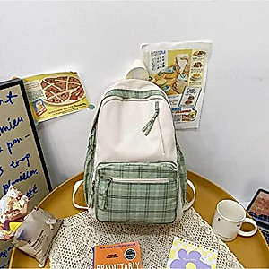 MadGrandeur Aesthetic Backpack Kawaii Backpack Sage Green Backpack for Girls Teens Preppy School Supplies Aesthetic Daypack (Sage Green)