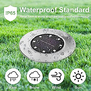 Solar Ground Lights Outdoor 4 Pack, 8 LED Colored Solar Disk Garden Lights Waterproof Inground Landscape Lighting for Yard Deck Lawn Patio Pathway Walkway Driveway with Multiple Changing Colors