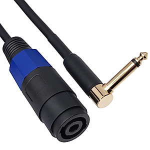 CESS-144 Speakon Female Connector to 1/4" Male TS Speaker Cable - Speak-on Jack to 1/4 TS Plug (Right-Angle Plug)