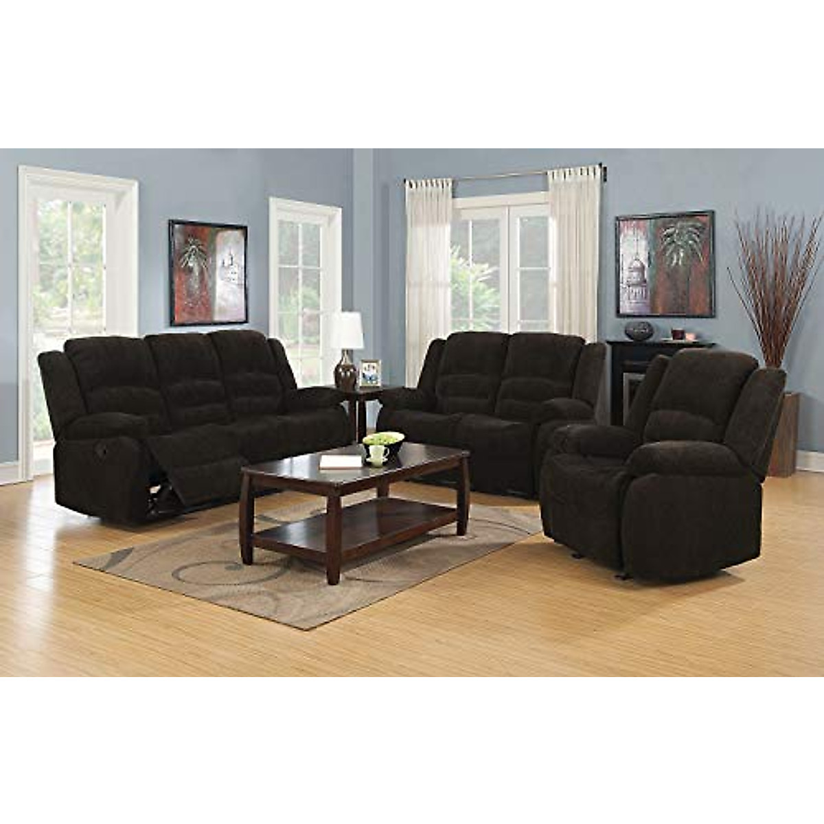 Coaster Home Furnishings Gordon Motion Loveseat Chocolate, 62"W x 37"D x 40"H (601462)