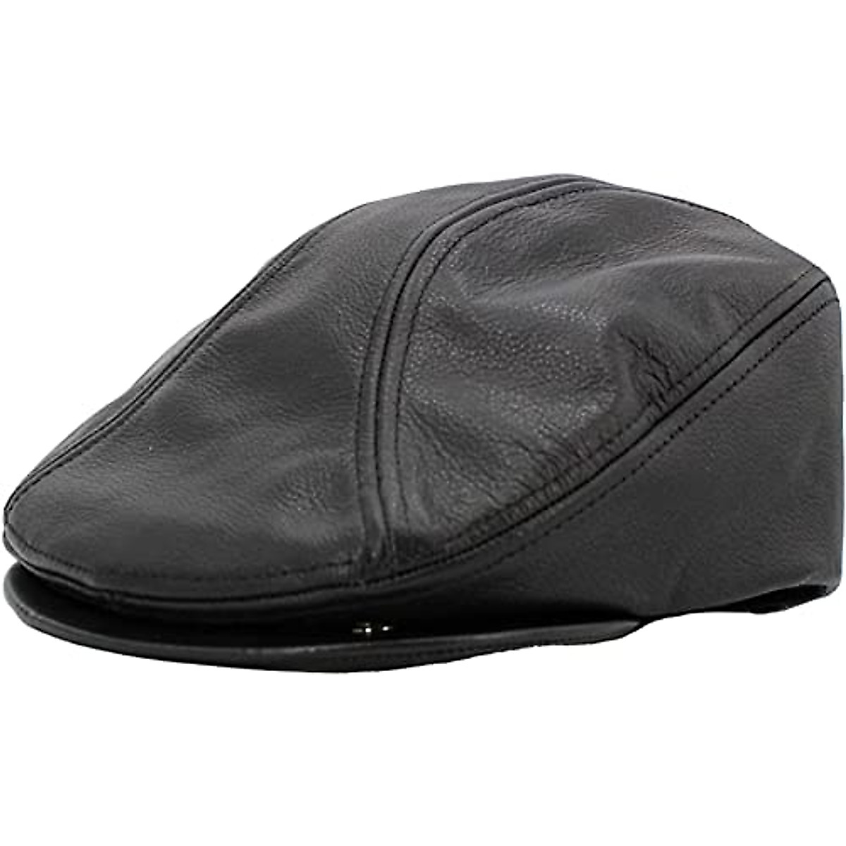 Men Genuine Newsboy Leather Hat Cap Gatsby Flat Golf Cabbie Made in USA (Large/X-Large, Black) Gatsby100% Leather hat, Made in USA ;Large/X Large 23.5-23.9 Inches 60cm; 7 1/2-7 5/8 Stylish.