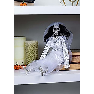 Fun Costumes 16" Skeleton Bride Dress Posable Decoration Ornament, Haunted House Party Halloween Display