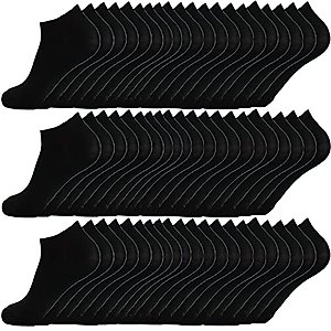 Welldaye 30 Pairs Men Ankle, Low Breathable Casual, Sports, Thin Athletic Short Sock Bulk (black), 18 (b00012)