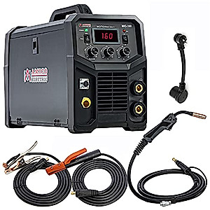 MIG-160, Professional 160-Amp MIG/TIG/Stick Arc DC Inverter Welder, 3-in-1 Multifunction, Spool Gun Weld Aluminum: SPG15180 & SPG15250