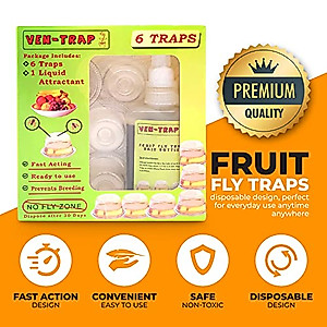 6 Pack Fruit Fly Trap | No Insecticides or Odor, Eco Friendly, Also Catch gnats