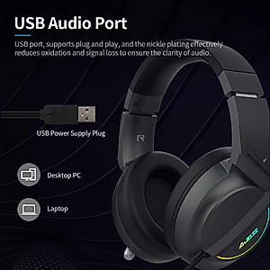 Docooler AX365 Channel Surround Gaming Headset Noise Cancelling Retractable MIC Headphone Earphone Soft Ear Cups