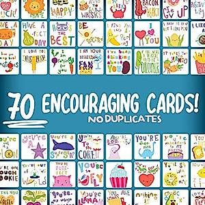 70 Motivational Cards for Kids - Lunchbox Notes - Inspirational and Encouraging Cards for Children - Funny Puns for Boys and Girls - Great for Parties, Schools, Bake Sales, Picnics