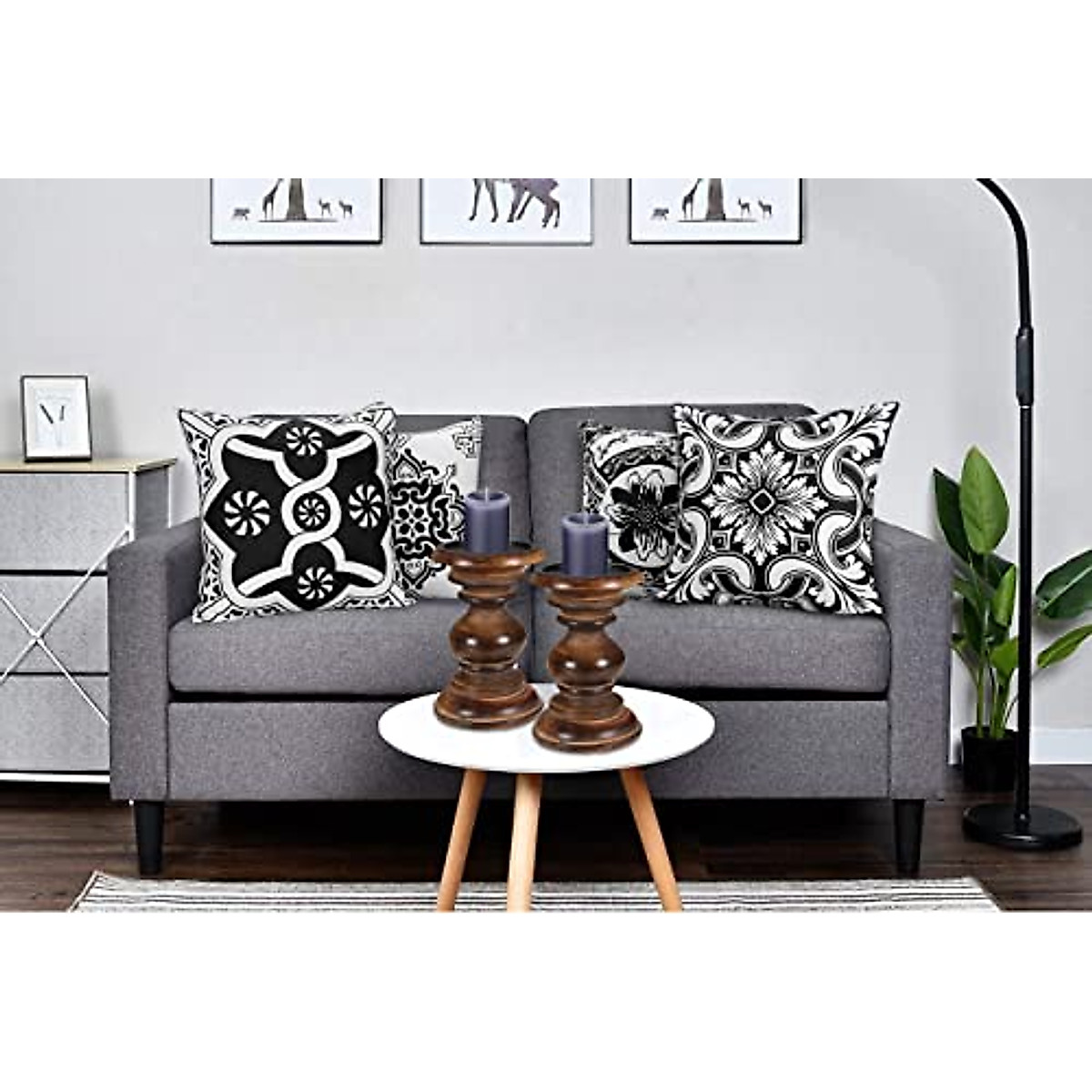 Candle Holder,Wood Candle Holder,White Wooden Candle Holder,Candle Holders,Farmhouse Candle Holder,Candle Holder Set of 2,Wood Pillar Candle Holder,Height 6 inch Set of 2, Burnt