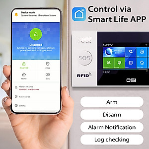 【OSI Wireless WiFi Smart Home Security DIY Alarm SYSTEM-14 Piece + 4X OSI Smart Security Bullet Camera Outdoor 1080P HD, WiFi Cameras】